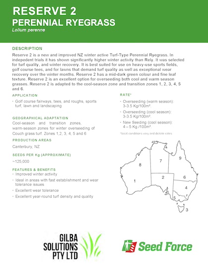 Reserve 2 Perennial Ryegrass - GILBA SOLUTIONS